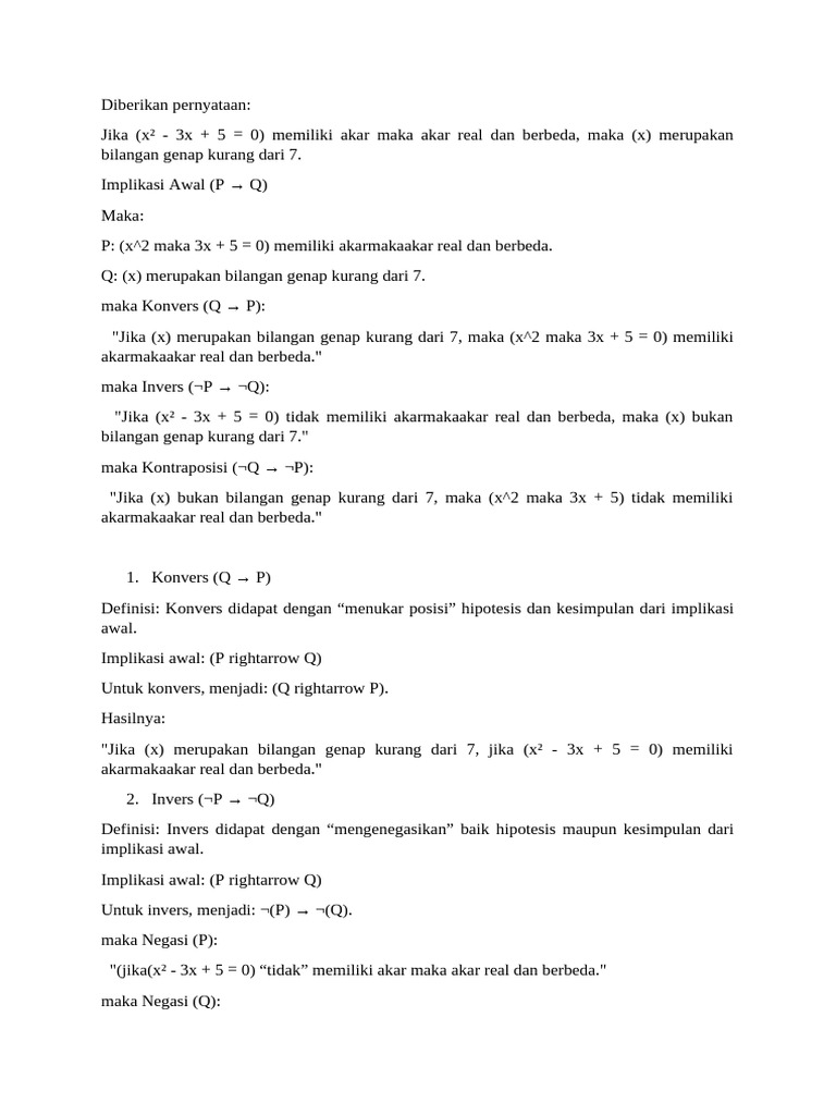 Logika Implikasi dan Variasinya | PDF
