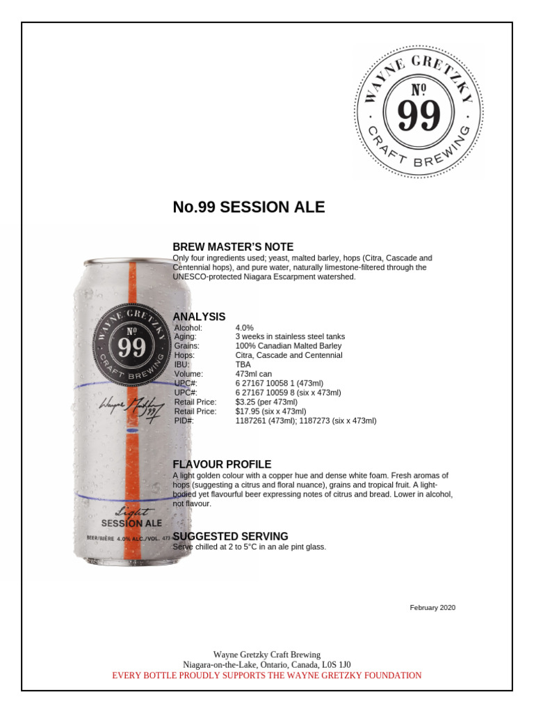 Wayne Gretzky No 99 Session Ale | PDF