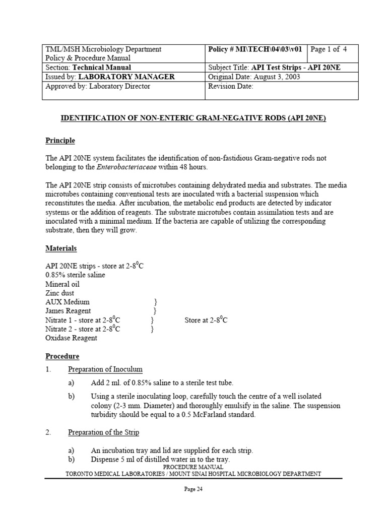 Api - 20 Ne - Microbial - Id-Sop | PDF | Nitrate