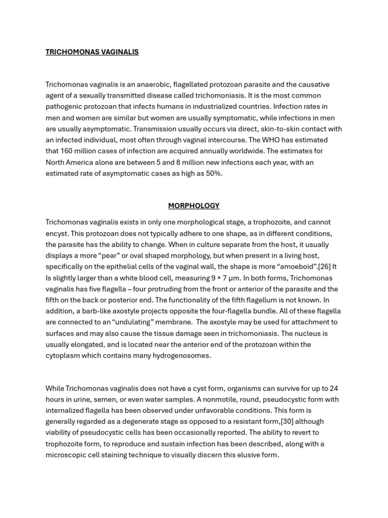 Trichomonas Vaginalis Pdf Medical Specialties Microbiology