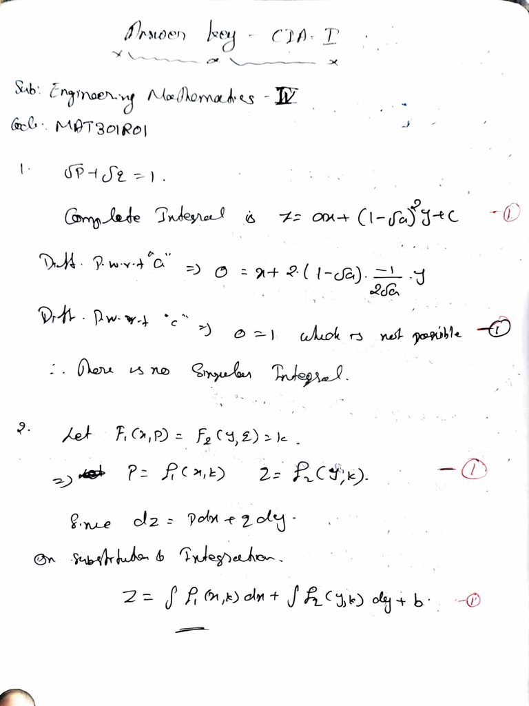 Engineering Mathematics IV (MAT301R01) CIA-1 Solution. | PDF
