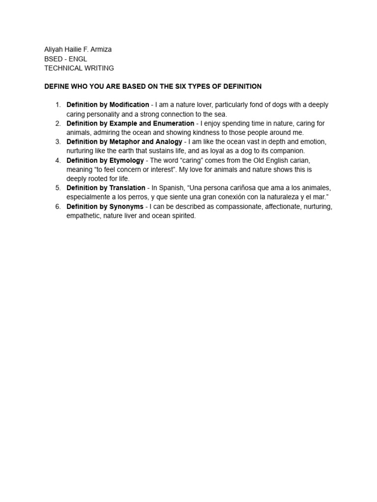 Six Types of Definition | PDF