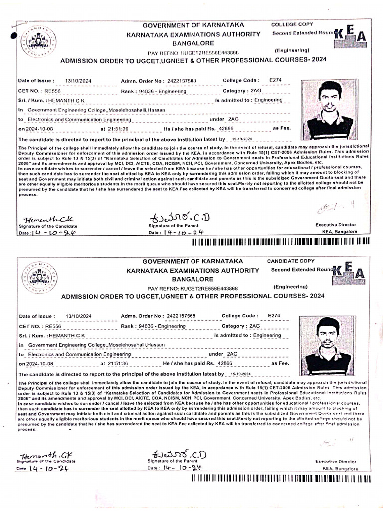 Admission Order | PDF