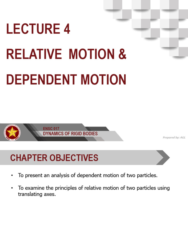 Lecture 4 - Relative and Dependent Motion | PDF | Euclidean Vector | Mechanical Engineering
