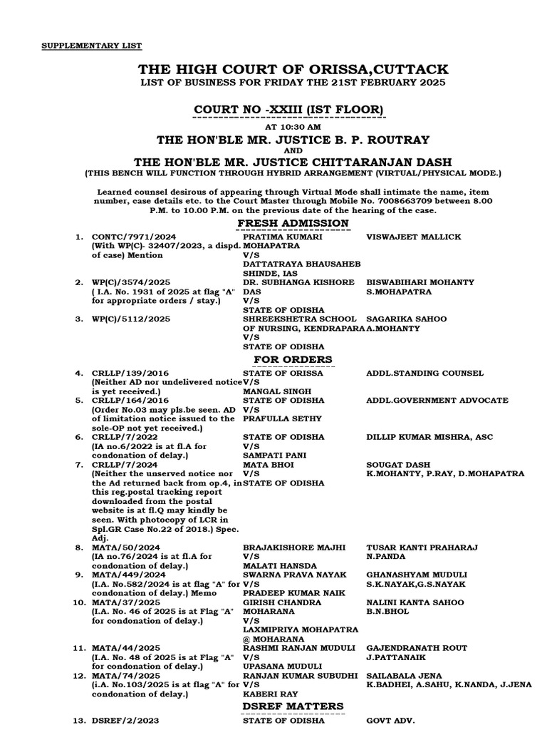 The High Court of Orissa, Cuttack | PDF