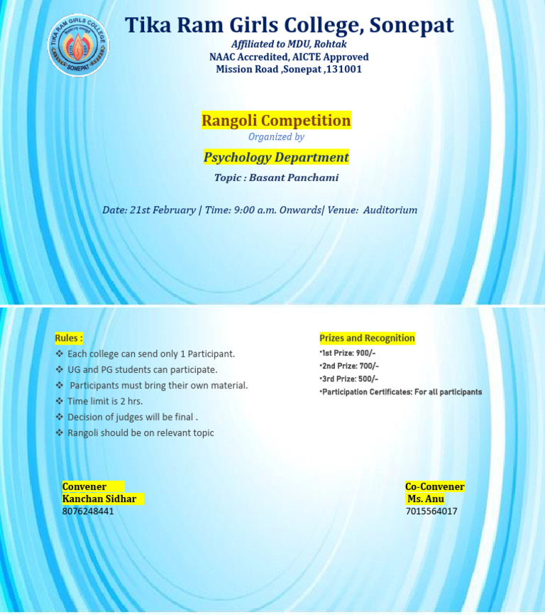 FinalPDF Rangoli CompetitionPsychologyDepartment | PDF