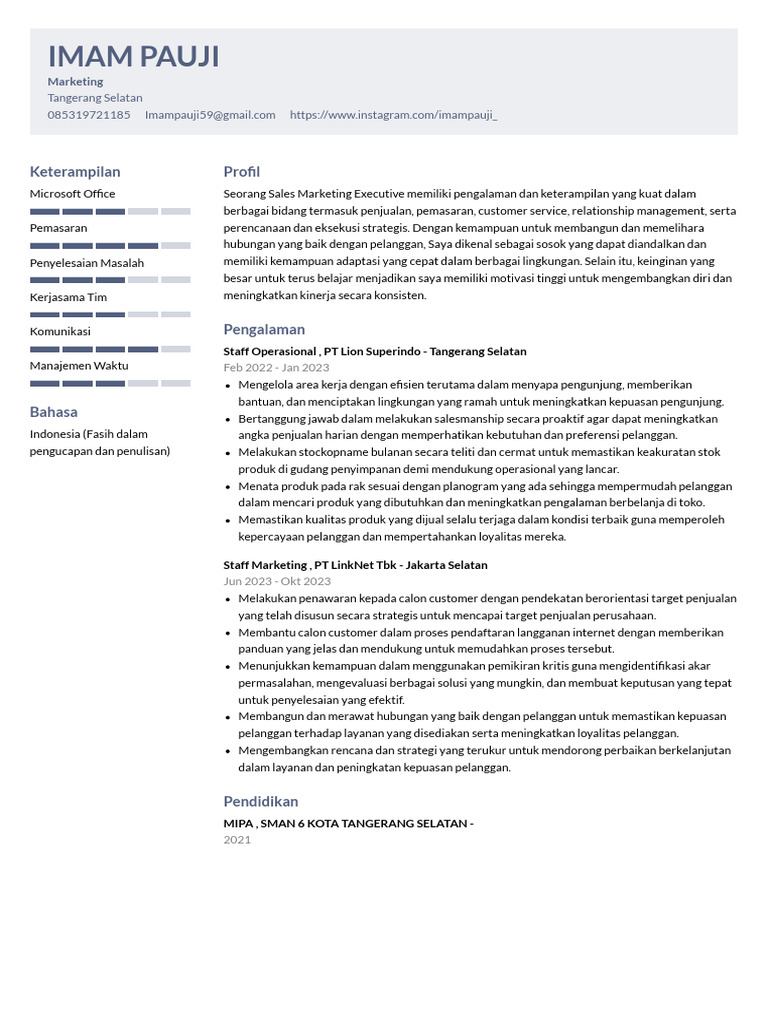 CV_IMAM PAUJI-1 | PDF