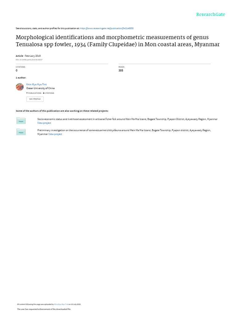 Morphological Identifications and Morphometric Measurements | PDF ...