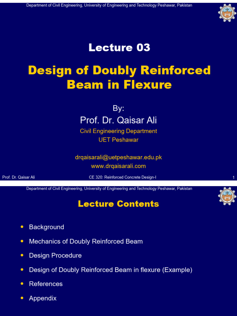 Lecture 03-Design of Doubly Reinforced Beam in Flexure (Updated 18-05-2022) | PDF | Bending ...