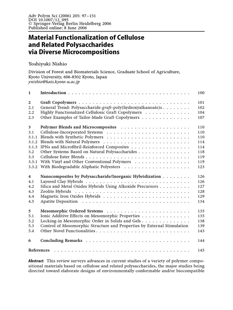 Functionalization of Cellulose Polymers | PDF | Polymers | Cellulose