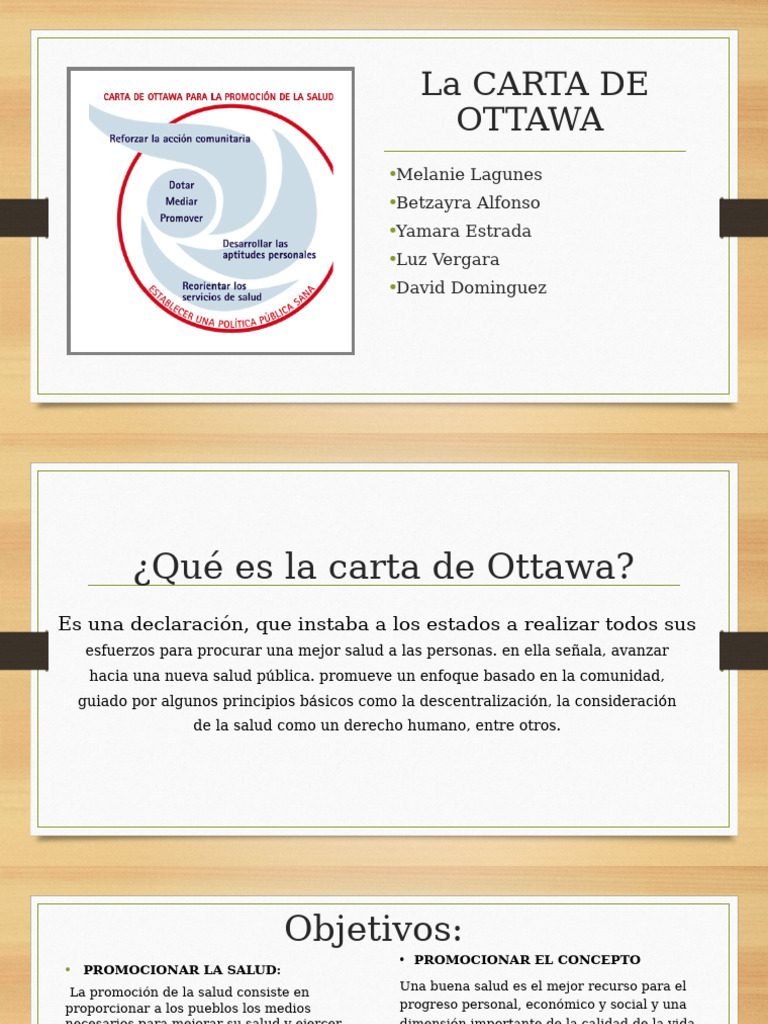 Carta de Ottawa: Promoción de Salud | PDF | Promoción de la salud ...