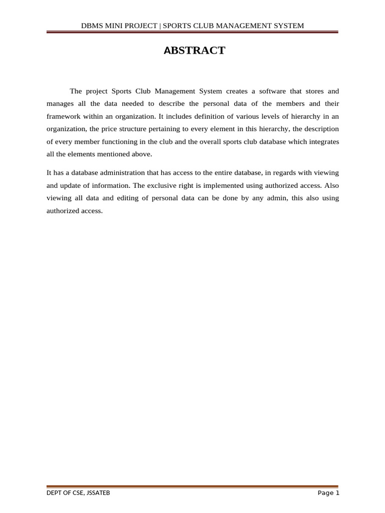 Sports Club Management System | PDF | Databases | Php