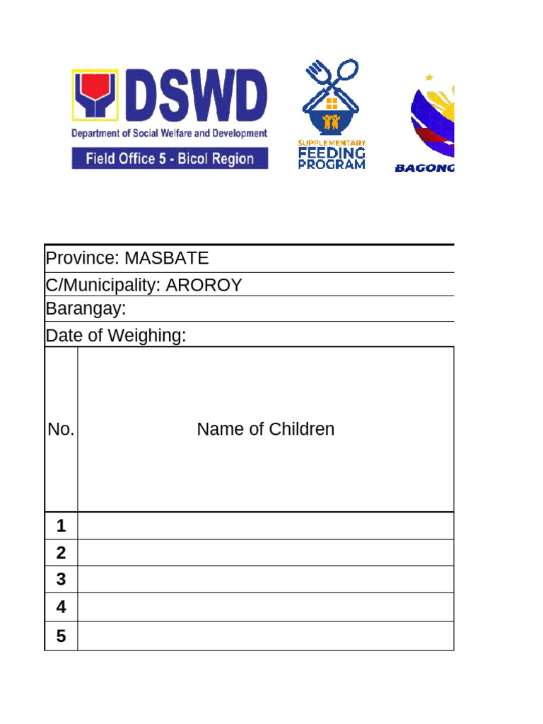 Nutritional Status Template 2024 | PDF | Childhood | Human Development