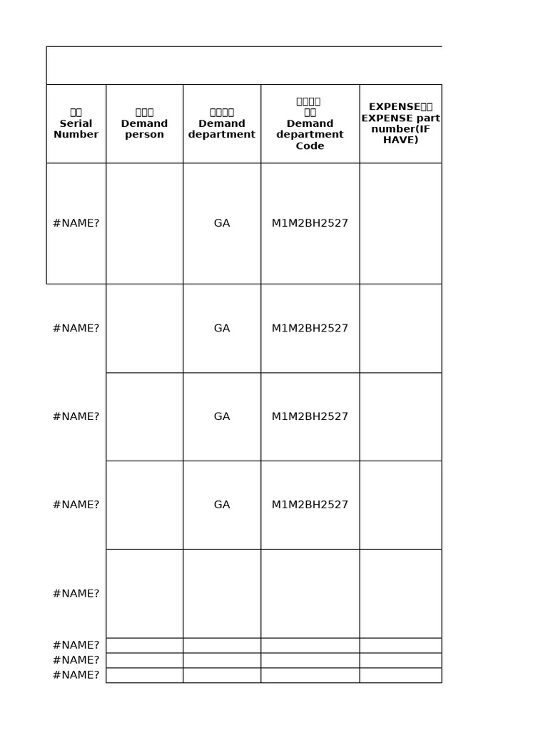 GA Part Code Request Format 15 02 25 | PDF