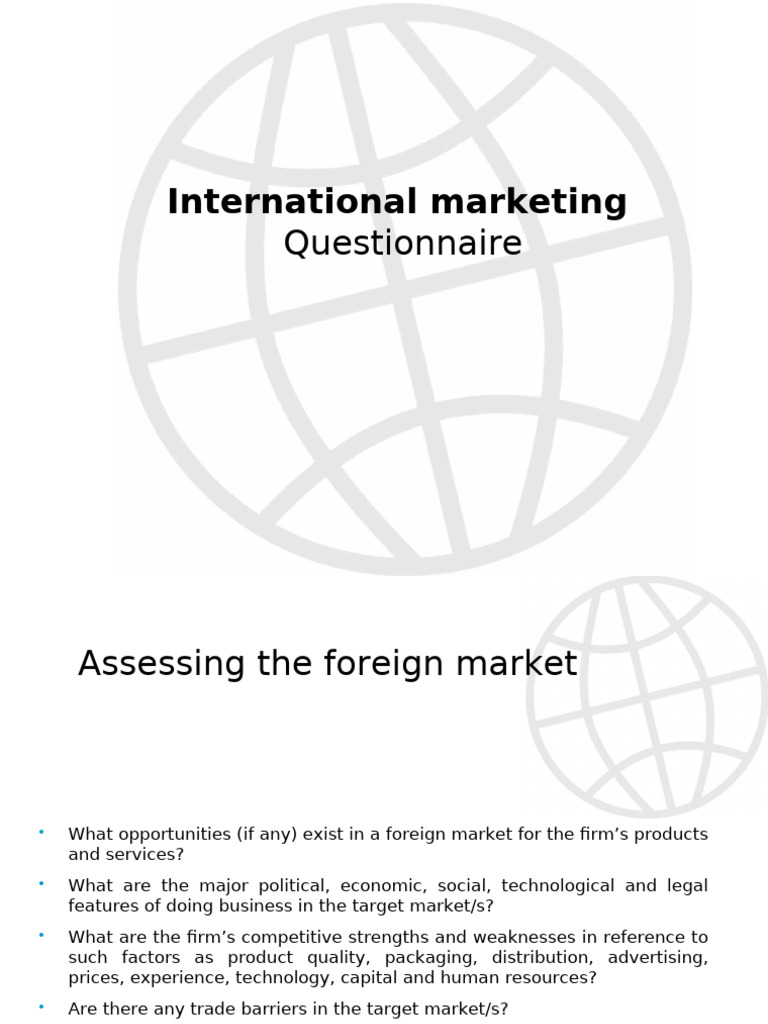 International Marketing Questionnaire Guide | PDF | Market (Economics ...