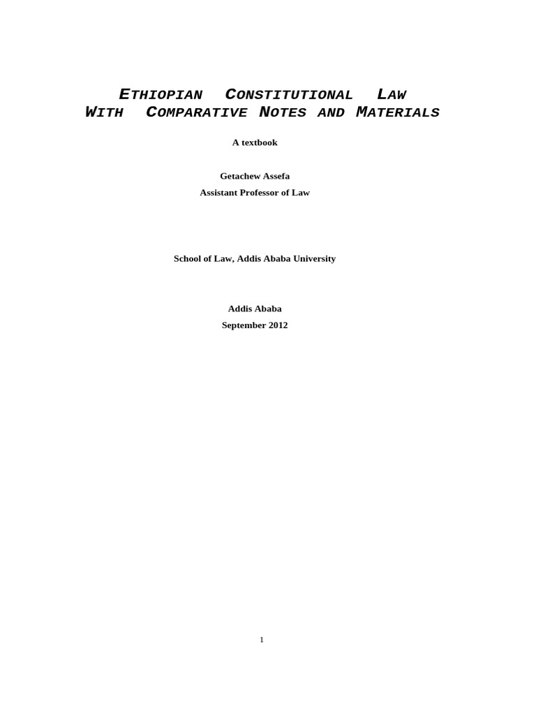 Ethiopian Constitutional Law by Getachew Asefa | PDF | Constitution ...