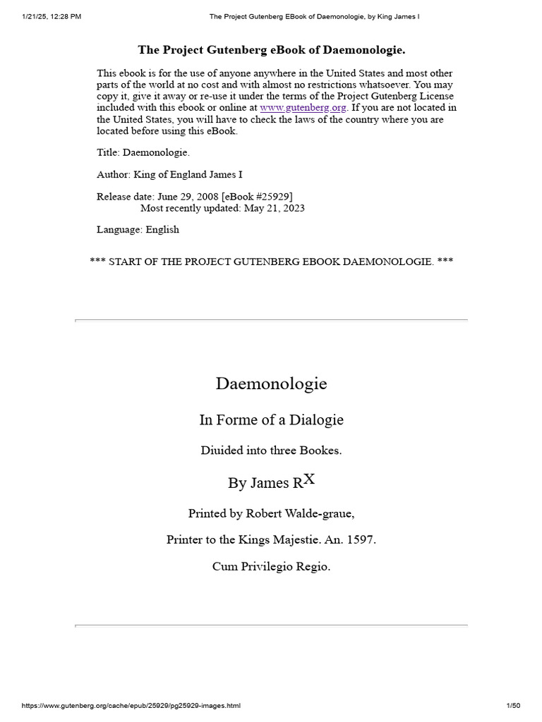 Daemonologie, by King James I | PDF | Samuel | Religious Belief And ...