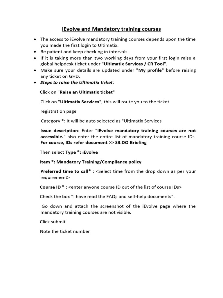 iEvolve Training Access Guide | PDF