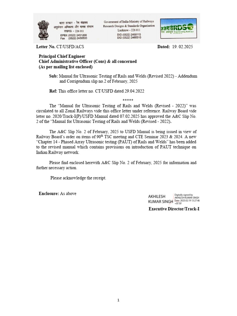 Correction Slip No 2 of Feb 2025 of USFD Manual | PDF | Welding ...