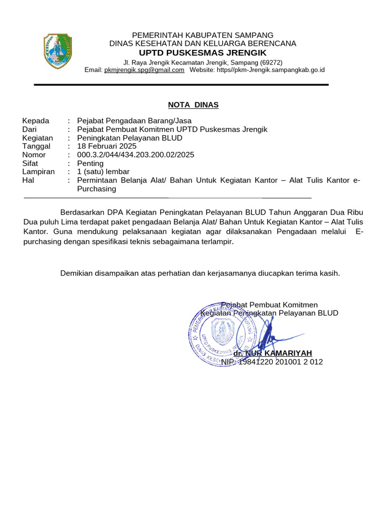 Form Nota Dinas-Atk | PDF