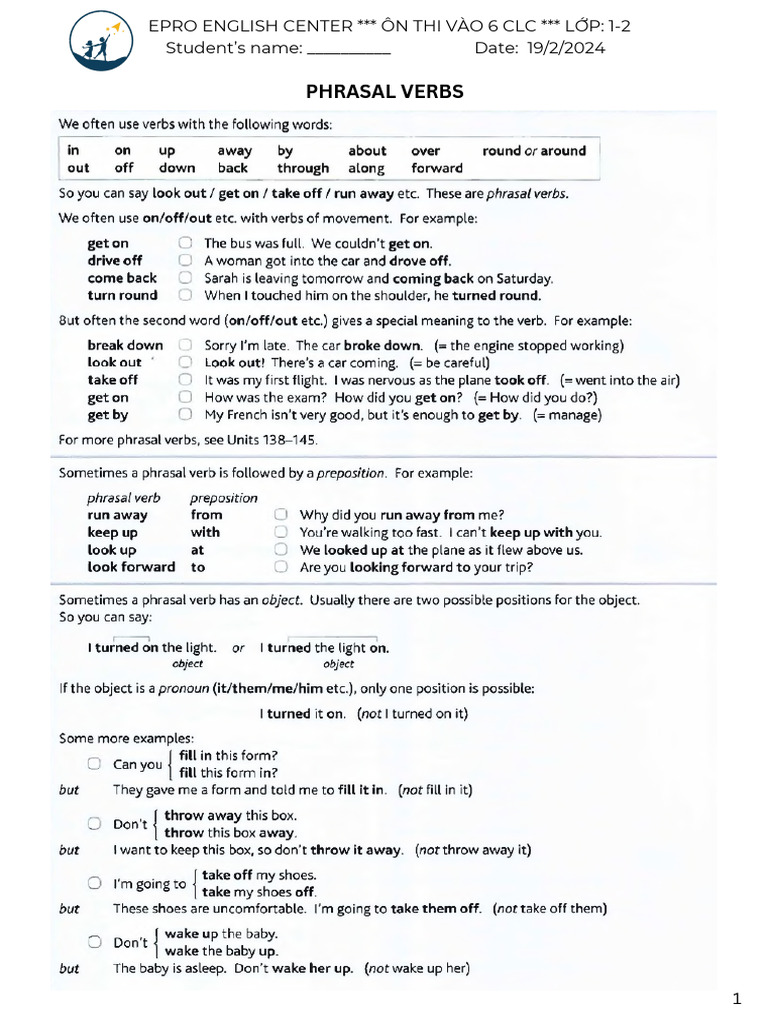 Phrasal Verbs 1 | PDF