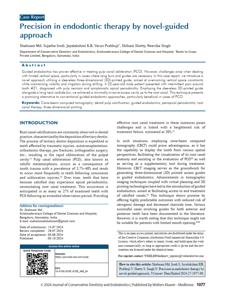 Precision in Endodontic Therapy by Novel Guided.16 | PDF | Dentistry ...