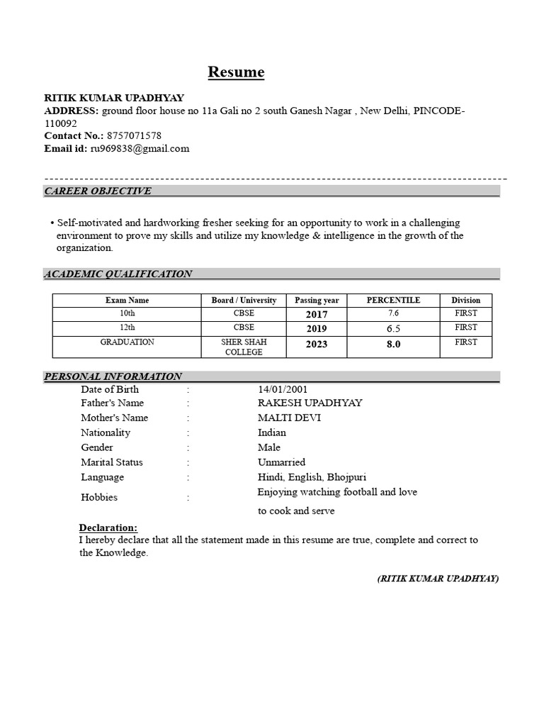 Ritik Resume PDF | PDF