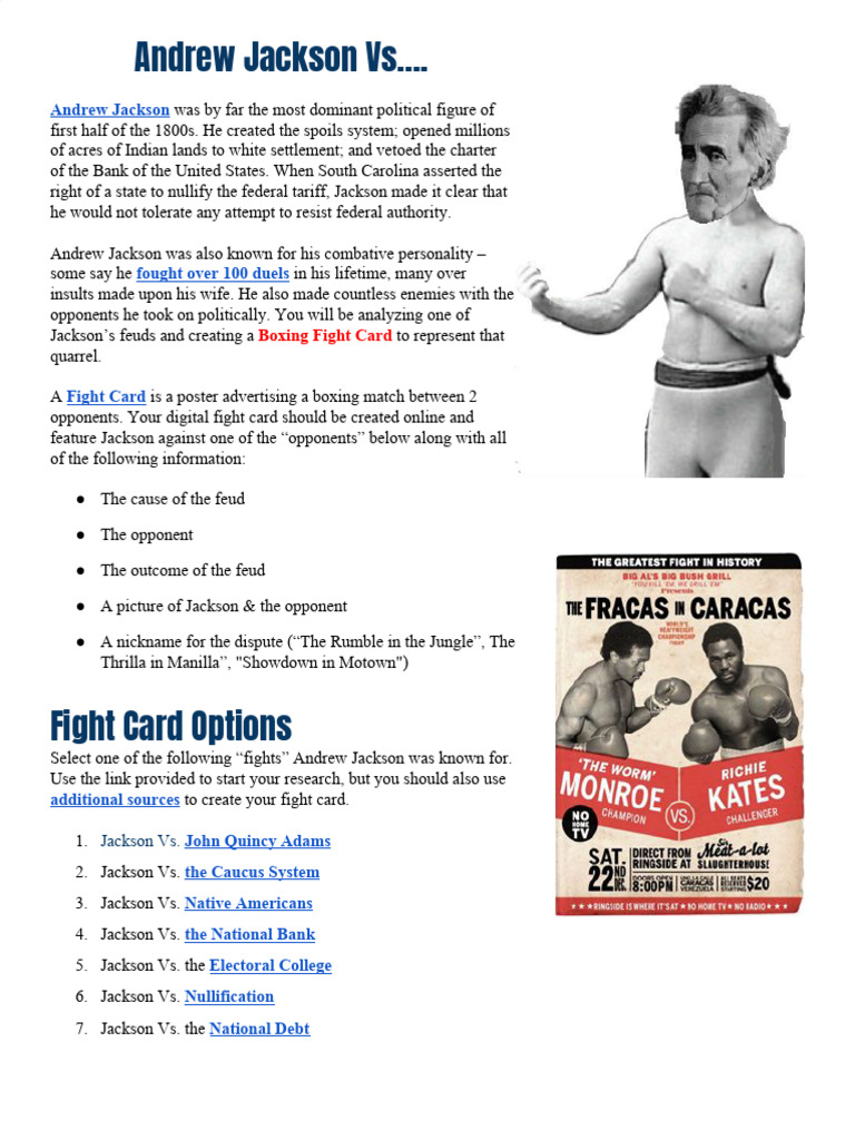 Andrew Jackson's Fight Card Analysis | PDF