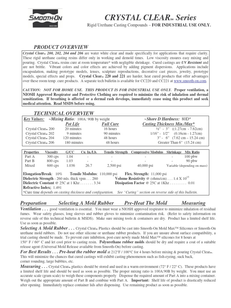 TDS-Crystal Clear 200,202,204,206 | PDF | Casting | Materials