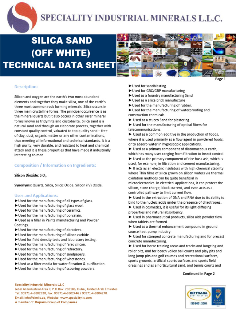 Properties of Silica Sand in Fracturing | PDF | Silicon Dioxide | Materials