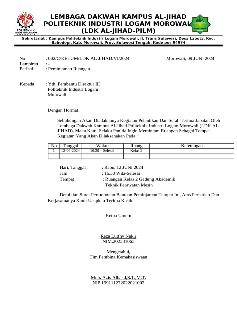 002_C_PEMINJAMAN_RUANGAN_KE_KAMPUS | PDF