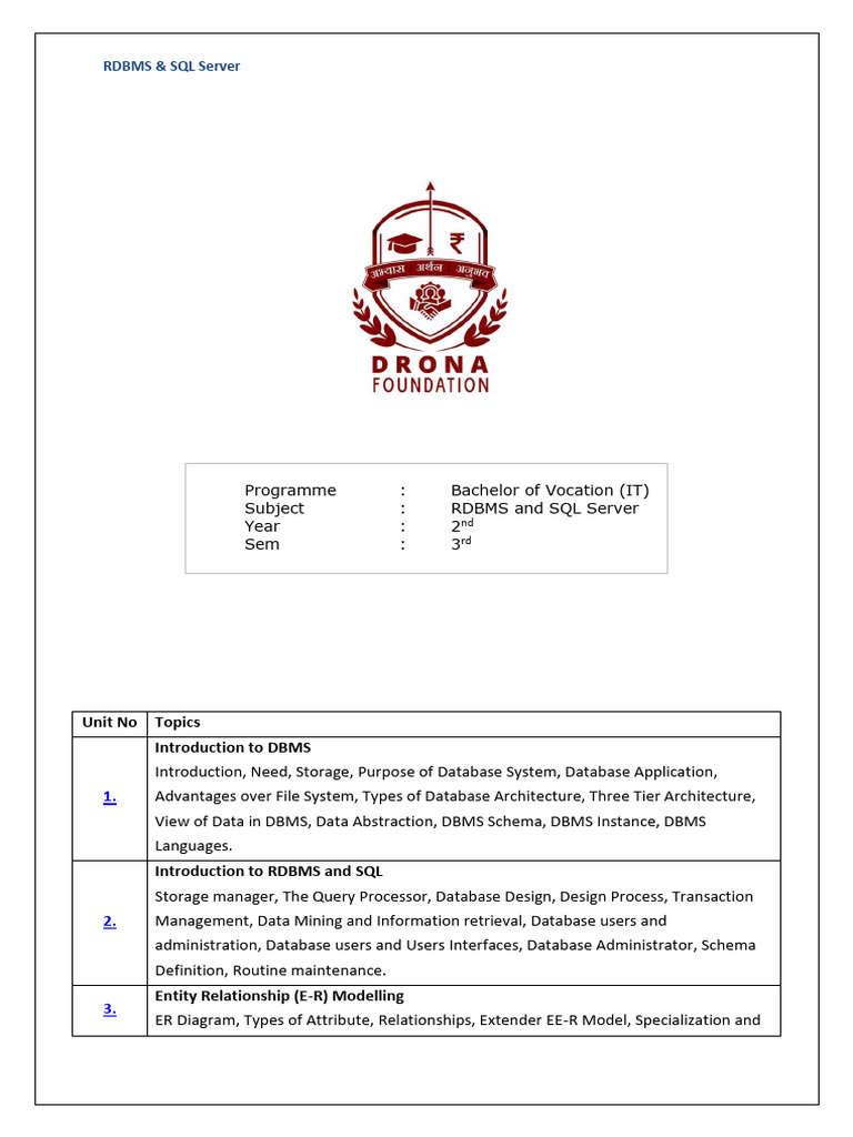 Rdbms and SQL Server | PDF | Databases | Relational Database