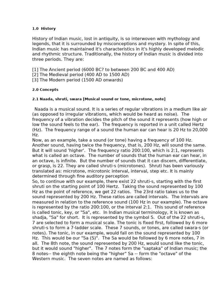 Indian Music Introduction | PDF | Pitch (Music) | Sound