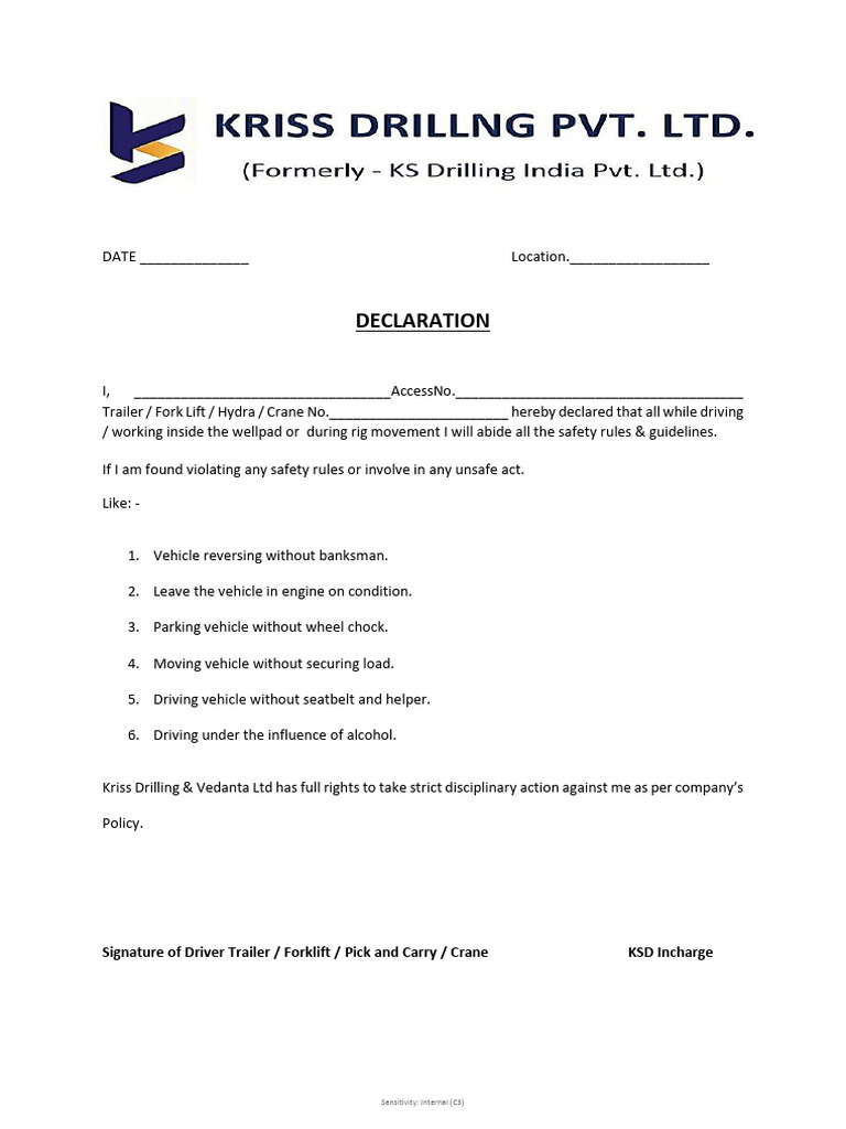 Driver Declaration | PDF