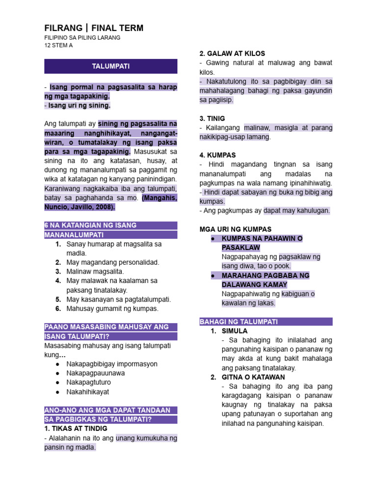 Filrang Final Term | PDF