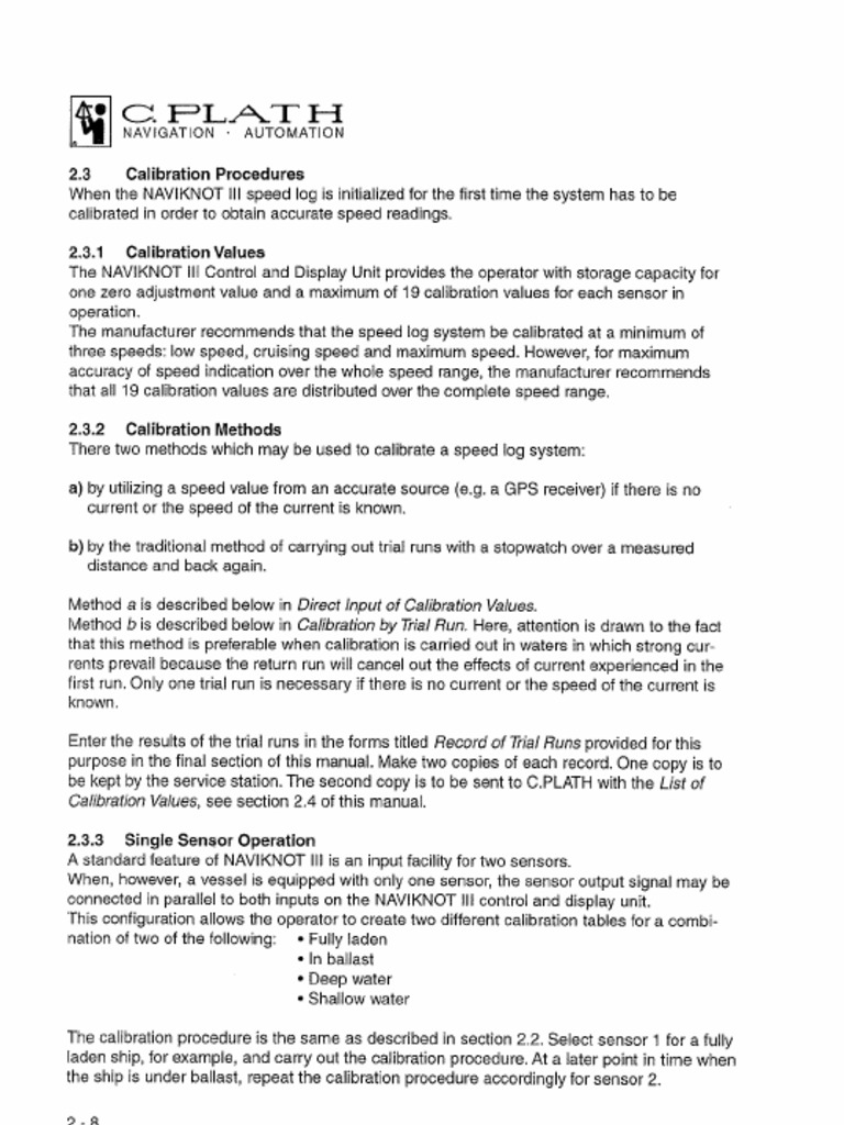 NAVIKNOT III Speed Calibration | PDF