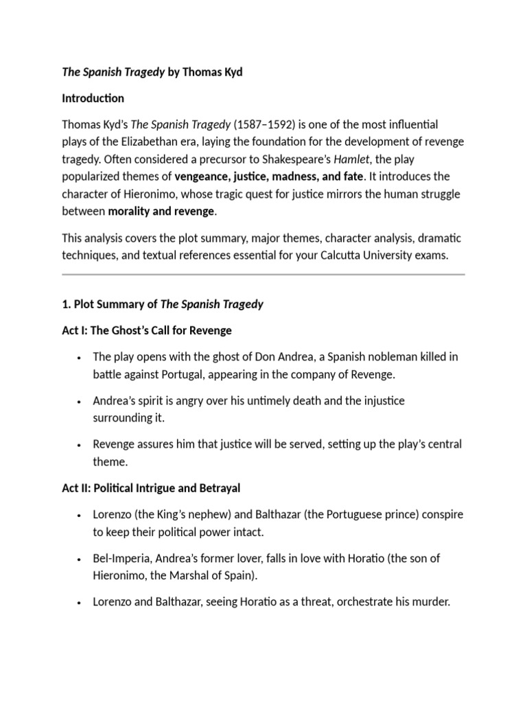 The Spanish Tragedy by Thomas Kyd | PDF | Theatre