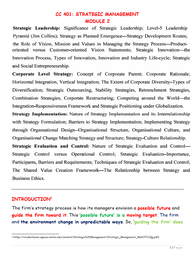 MY DOC (FULL UNIT 5) - Strategic Management | PDF | Strategic ...