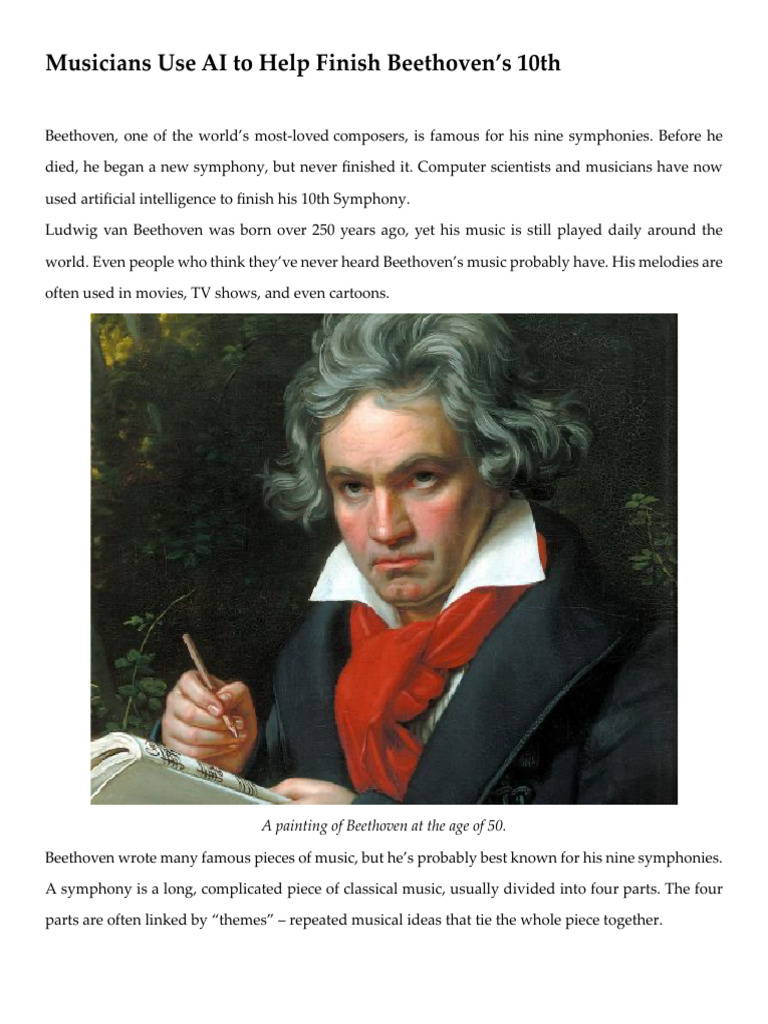 Musicians Use AI To Help Finish Beethoven | PDF | Ludwig Van Beethoven ...