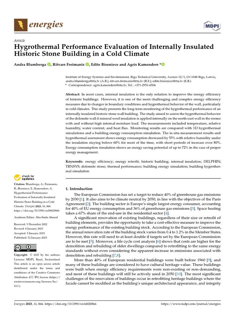 Hygrothermal Performance Evaluation of Internally | PDF | Building ...