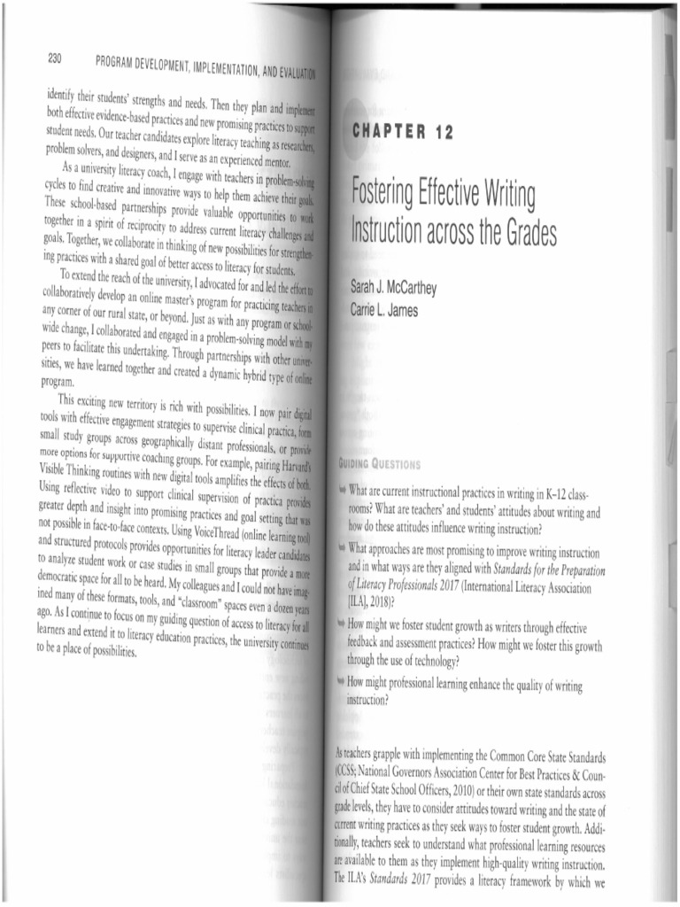 Fostering Effective Writing Instruction Across The Grades | PDF