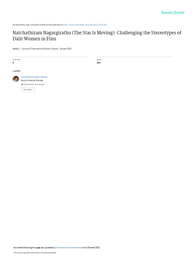 Challengingthe Stereotypesof Dalit Womenin Film Stereotypesof Dalit ...