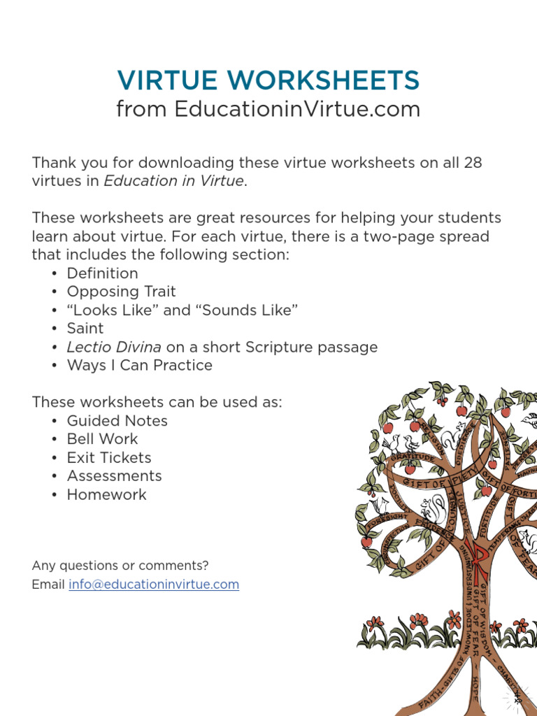 Virtue Student Worksheets ALL | PDF | Prayer | Gratitude