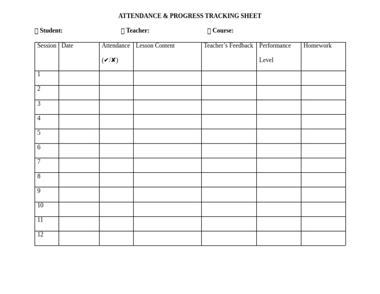 Attendance and Progress Tracker | PDF