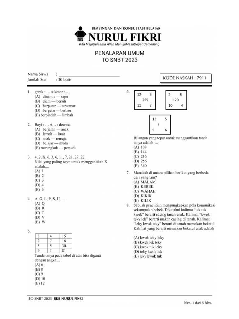 1. TO_SNBT_2023_Penalaran_Umum_7911_EKS | PDF