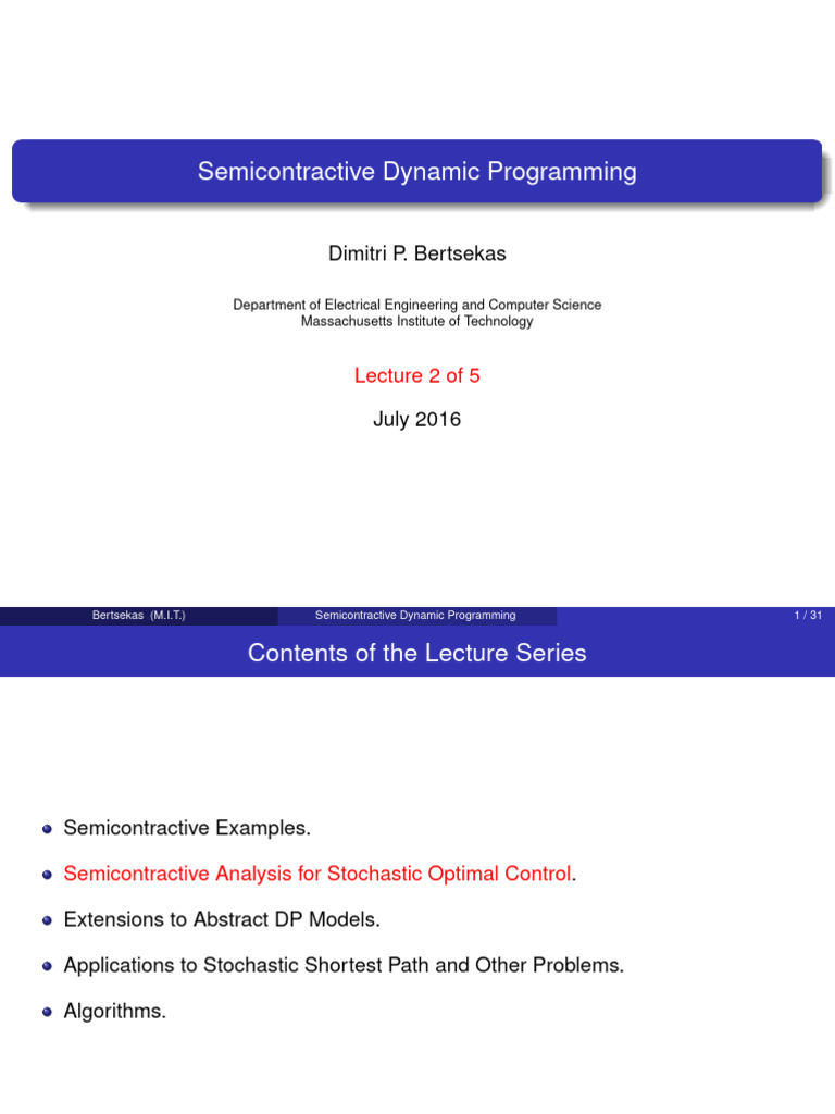 Semicontractive Lecture2 | PDF | Dynamic Programming | Mathematical Optimization