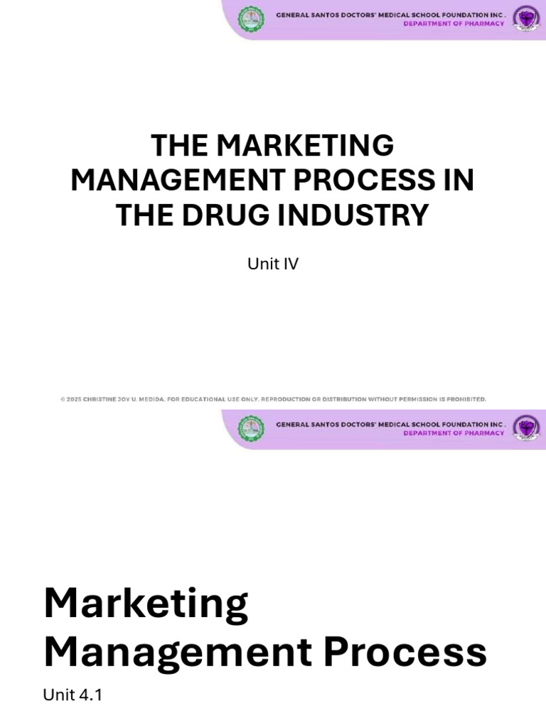 1 PRELIM - Week 4 The Marketing Management Process in The Drug Industry | PDF | Marketing ...