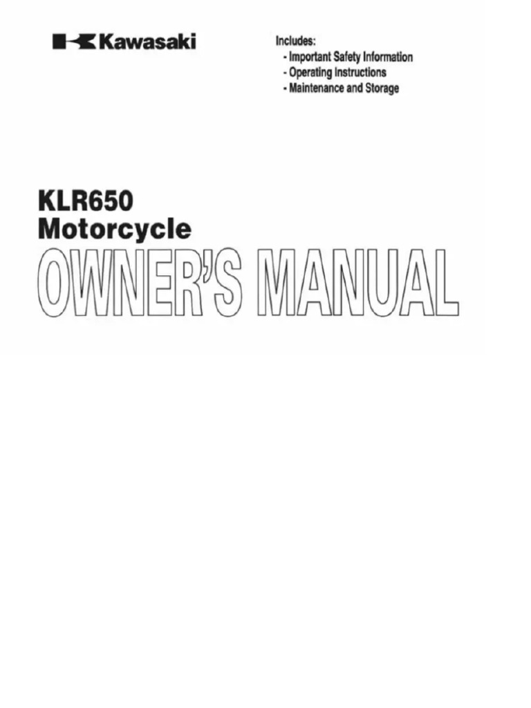 User Manual Kawasaki KLR650 (2006) (143 Pages) | PDF