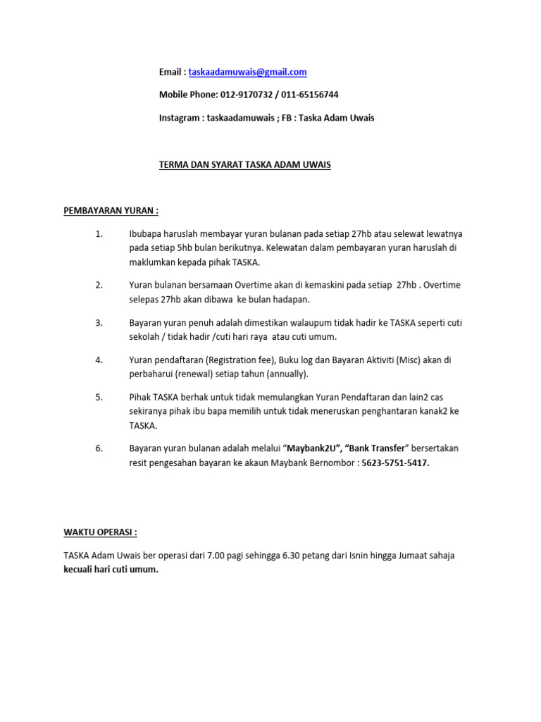 Terma dan syarat TAU | PDF