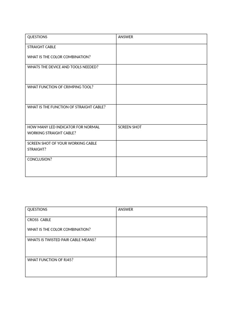 [Template] Utp Cable Form | PDF